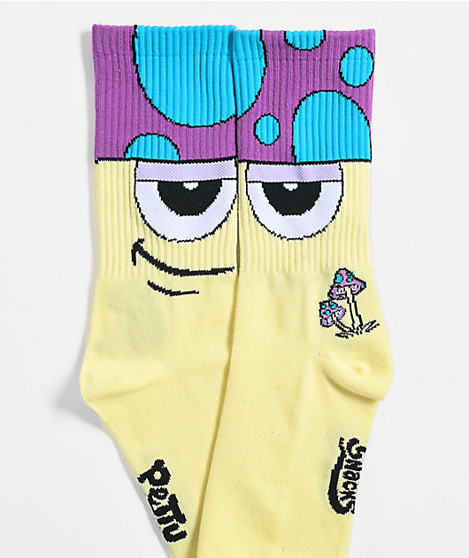 Petty Snacks Shroom Yellow Crew Socks | Zumiez