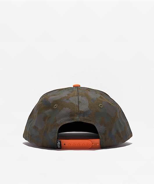 Poler Camp Vibes Print Patch Orange & Camo Snapback Hat | Zumiez