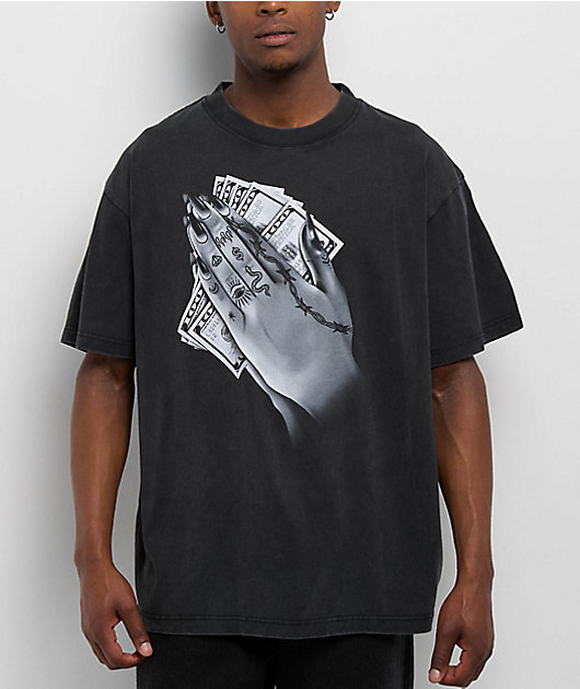 Popular Demand Pray Black Wash T-Shirt | Zumiez