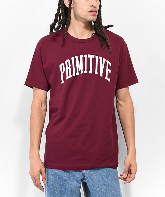 Primitive Collegiate Arch Red T-Shirt | Zumiez