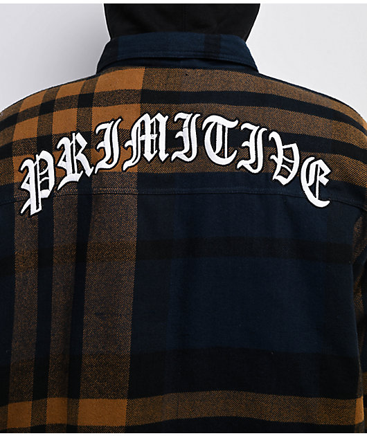 Primitive De Soto Brown & Blue Hooded Flannel Jacket | Zumiez