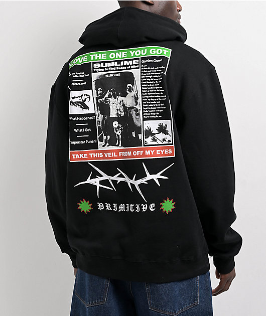 Primitive x Sublime Zine Black Hoodie | Zumiez