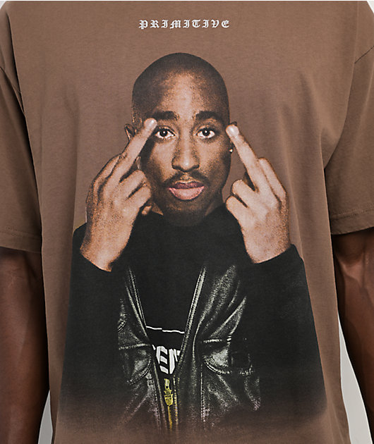 Primitive x Tupac Icon Brown Heavyweight T-Shirt | Zumiez