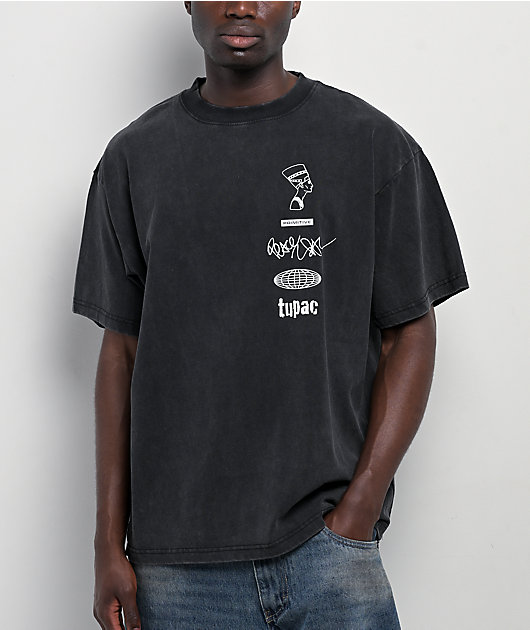 Primitive x Tupac Stay Up Black Wash Heavyweight T-Shirt | Zumiez