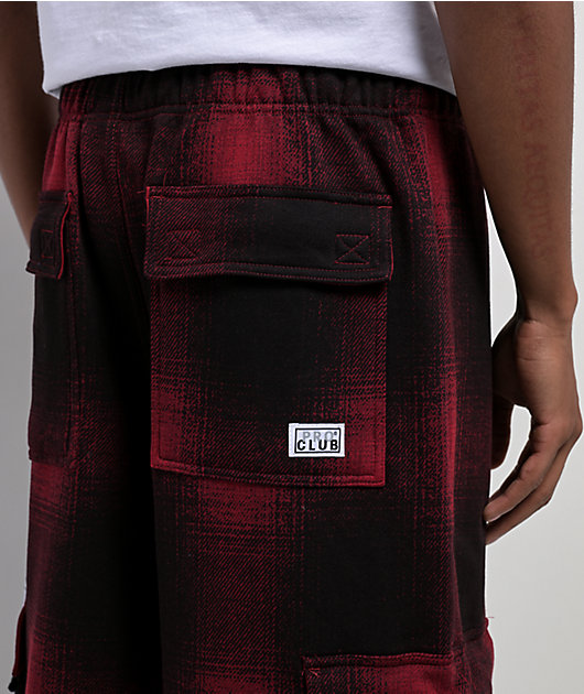 Pro Club Ombre Heavyweight Red & Black Cargo Sweatpants | Zumiez
