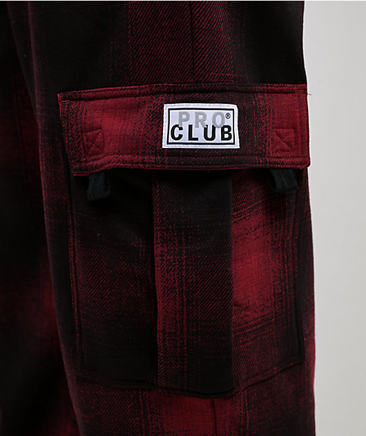 Pro Club Ombre Heavyweight Red & Black Cargo Sweatpants | Zumiez