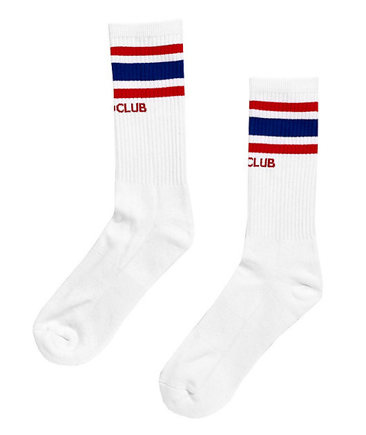 Pro Club Stripe White & Royal Crew Socks | Zumiez