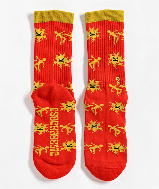 Psockadelic High Voltage Red Crew Socks | Zumiez