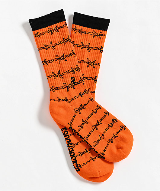 Psockadelic Keep Out Orange Crew Socks | Zumiez