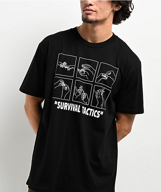 Push Trees Survival Tactics Black T-Shirt | Zumiez