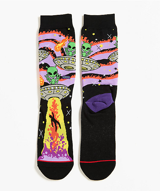 Pyvot Alien Invaders Black Crew Socks | Zumiez
