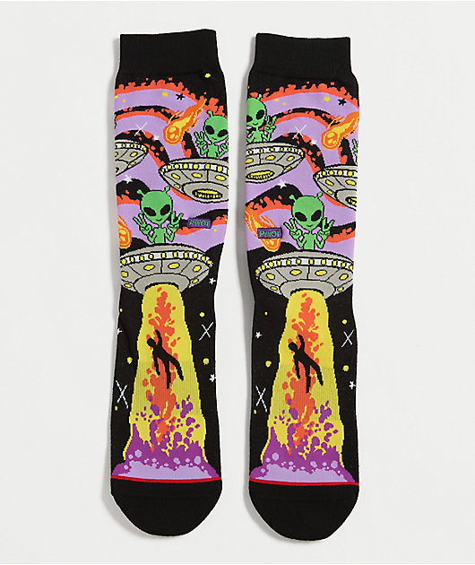 Pyvot Alien Invaders Black Crew Socks | Zumiez