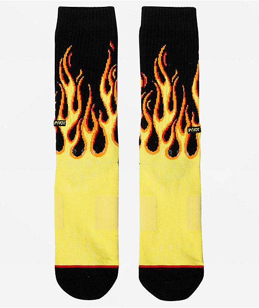 Pyvot Flames Black Crew Socks | Zumiez