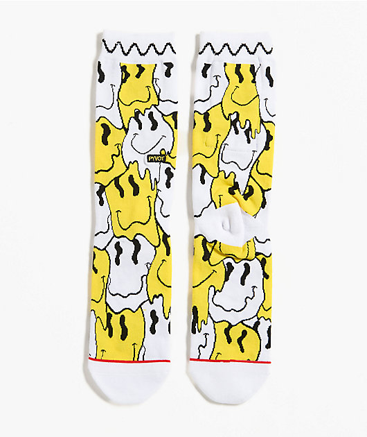 Pyvot Melted Smile White Crew Socks | Zumiez