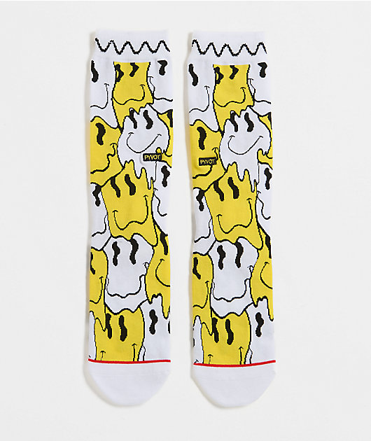 Pyvot Melted Smile White Crew Socks | Zumiez