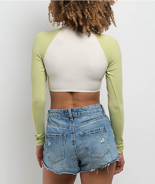 Quiksilver Lowers Tile Green & White Triangle Bikini Top | Zumiez