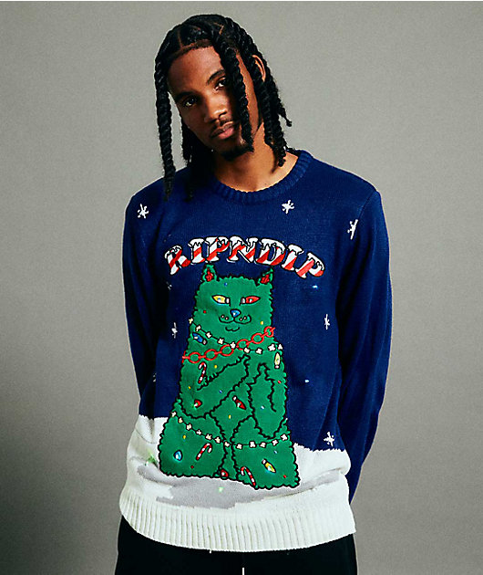 RIPNDIP Litmas Tree Navy Crewneck Sweater | Zumiez