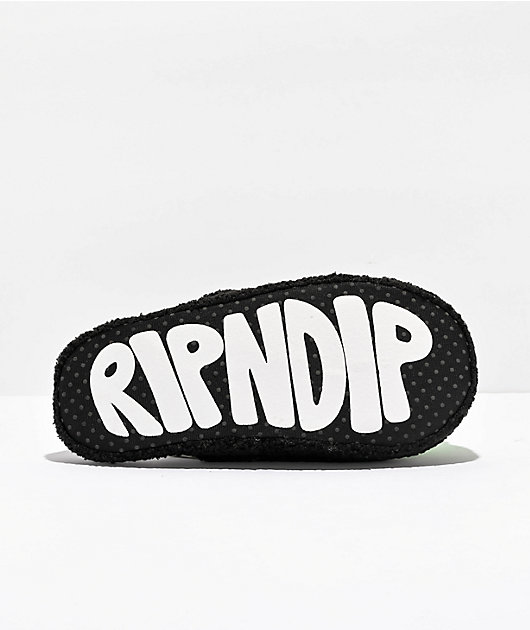 RIPNDIP Lord Alien Face Plush Black Slippers | Zumiez