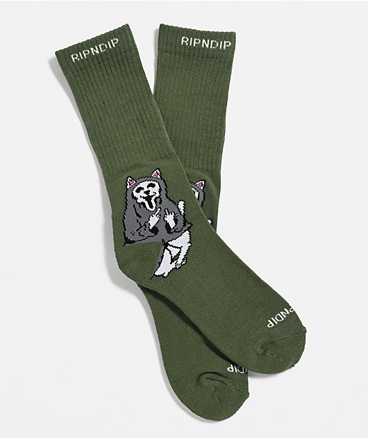 RIPNDIP Trick Or Treat Dark Green Crew Socks | Zumiez