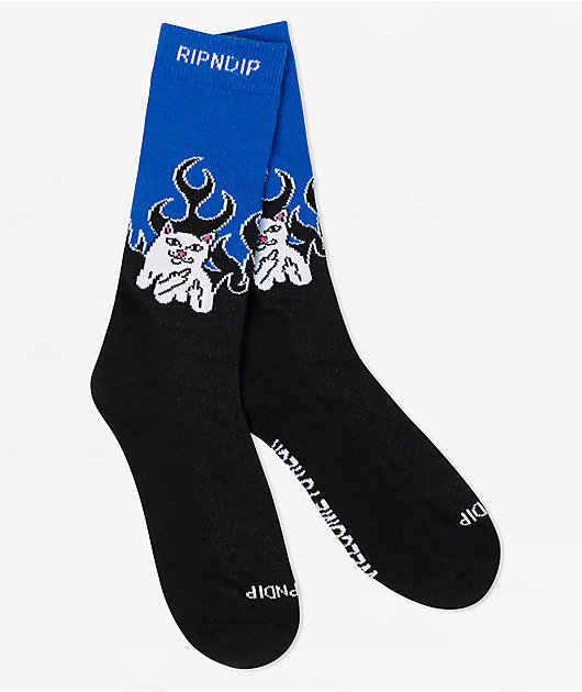 RIPNDIP Welcome To Heck Black & Blue Crew Socks | Zumiez