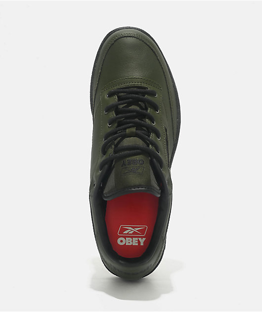 Reebok x Obey Club C 85 Green, Black & Red Shoes | Zumiez
