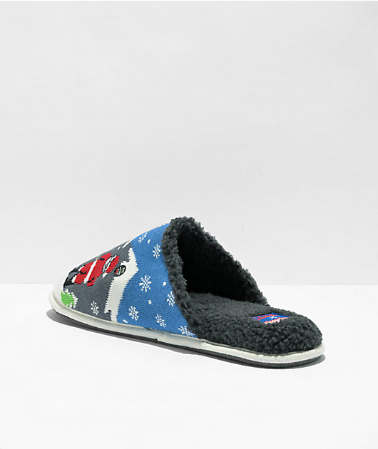 Reef x Tipsy Elves Melting Snowman Blue Slippers | Zumiez