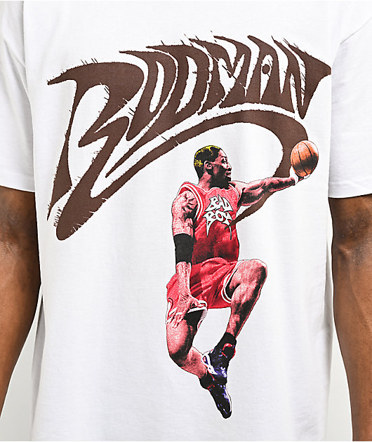 Rodman Apparel Wave Logo Layup White T-Shirt | Zumiez