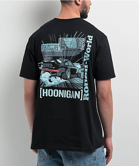 Rough World x Hoonigan Wangan Drift Black T-Shirt | Zumiez