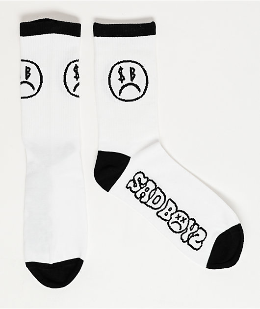 SAD BOYZ By Junior H Logo White Crew Socks | Zumiez