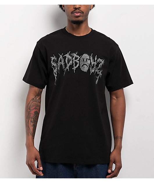 SADBOYZ by Junior H Rhinestone Logo Black T-Shirt | Zumiez