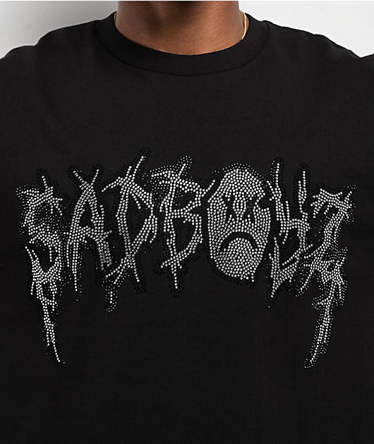 SADBOYZ by Junior H Rhinestone Logo Black T-Shirt | Zumiez