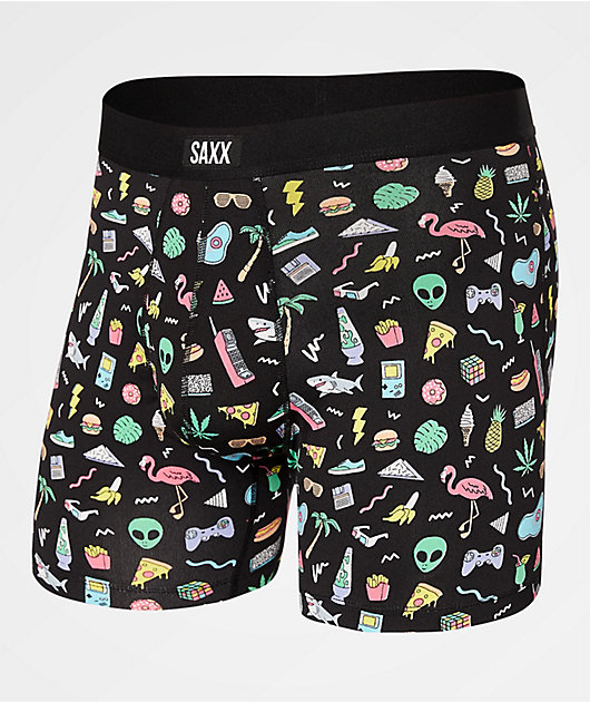 SAXX Daytripper Fun Bits Black Boxer Briefs | Zumiez