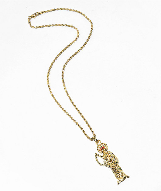Saint Midas Ruby Grim Reaper 20" Gold Chain Necklace | Zumiez