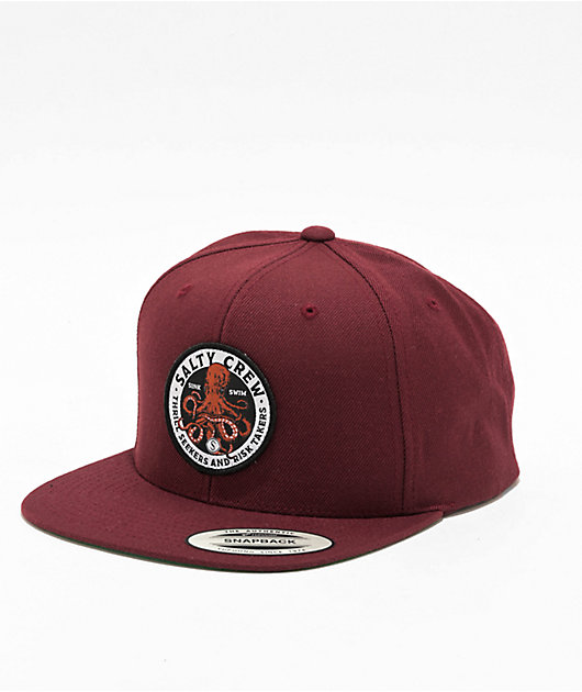 Salty Crew Deep Reach Burgundy Snapback Hat | Zumiez