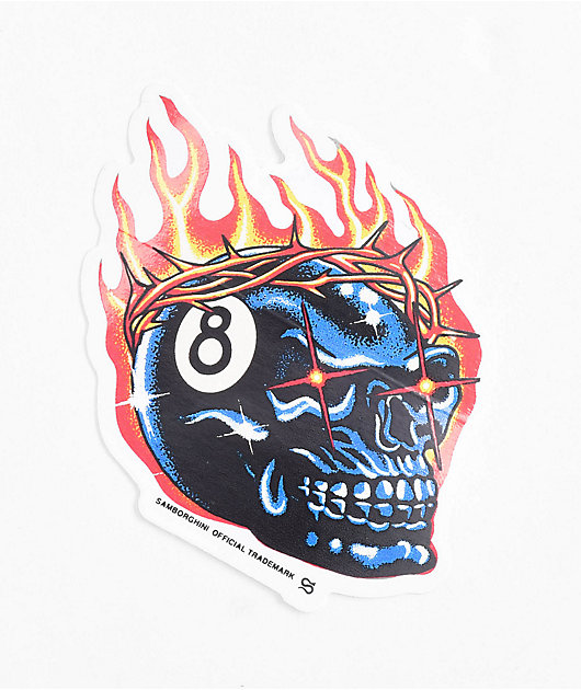 Samborghini 8 Ball Skull Sticker | Zumiez
