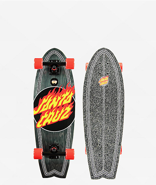 Santa Cruz Flame Dot Check Shark 27.7" Cruiser Skateboard Complete | Zumiez