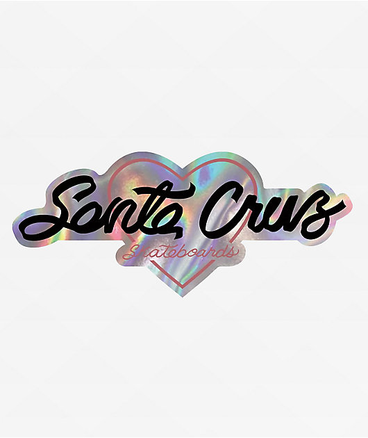 Santa Cruz Love Script Holographic Sticker | Zumiez