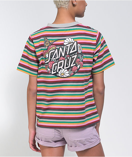 Santa Cruz Monarch Mushroom Dot Multi Stripe T-Shirt | Zumiez