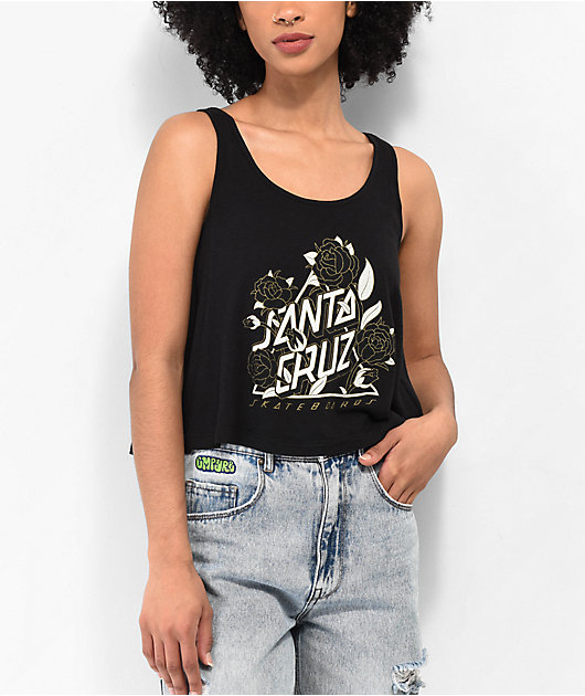 Santa Cruz Not A Dot Black Crop Tank Top | Zumiez