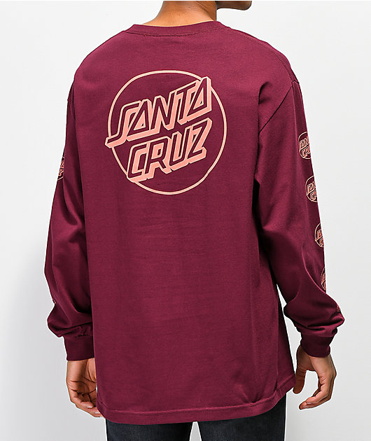 Santa Cruz Opus Repeat Burgundy Long Sleeve T Shirt
