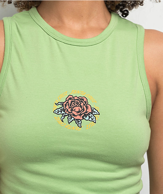 Santa Cruz Ringed Rose Green Crop Tank Top | Zumiez