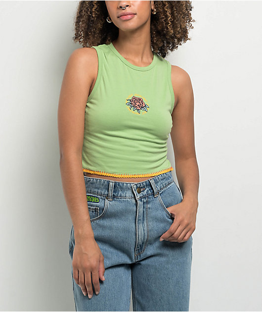 Santa Cruz Ringed Rose Green Crop Tank Top | Zumiez