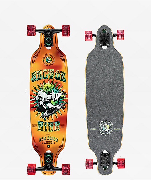 Sector 9 9er Mini Fractal Orange 34" Drop Through Longboard Complete ...
