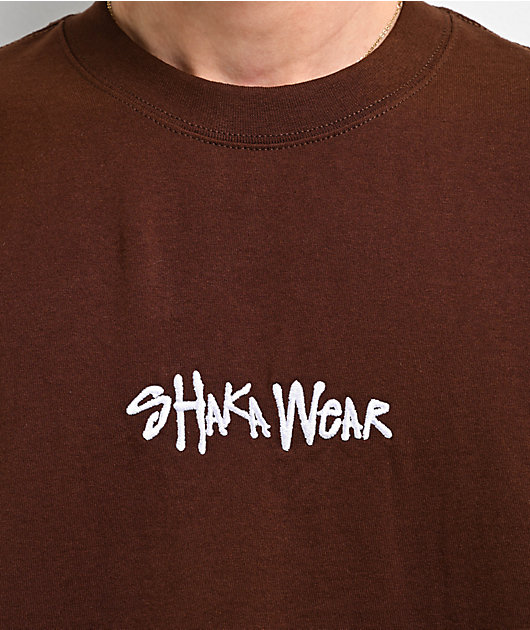 Shaka Wear Embroidered Logo Brown Heavyweight T-Shirt | Zumiez