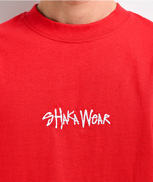 Shaka Wear Embroidered Logo Red Heavyweight T-Shirt | Zumiez