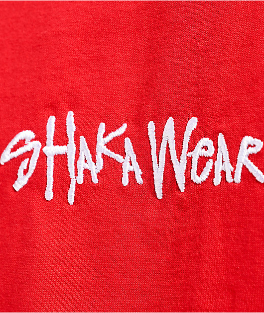 Shaka Wear Embroidered Logo Red Heavyweight T-Shirt | Zumiez