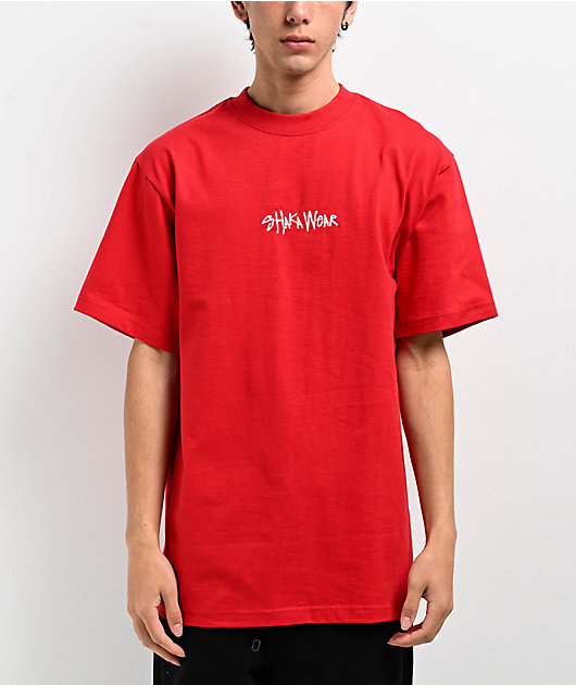 Shaka Wear Embroidered Logo Red Heavyweight T-Shirt | Zumiez