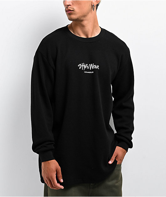 Shaka Wear Logo Black Heavyweight Long Sleeve Thermal T-Shirt | Zumiez