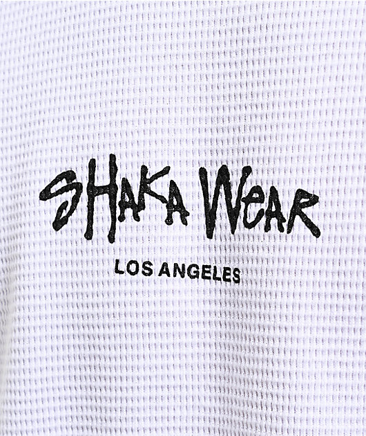 Shaka Wear Logo White Thermal Long Sleeve T-Shirt | Zumiez