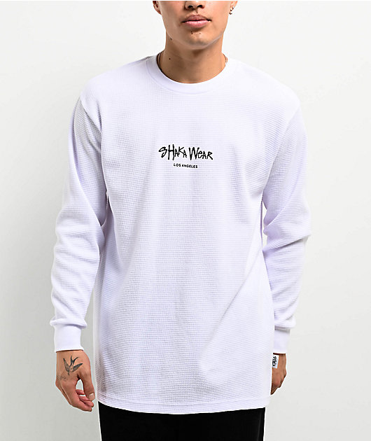 Shaka Wear Logo White Thermal Long Sleeve T-Shirt | Zumiez